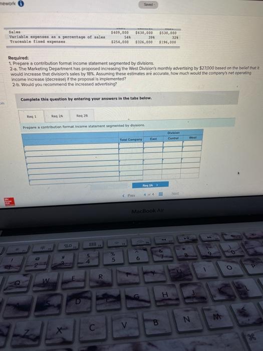 Solved Exercise 6-11 (Algo) Segmented Income Statement | Chegg.com