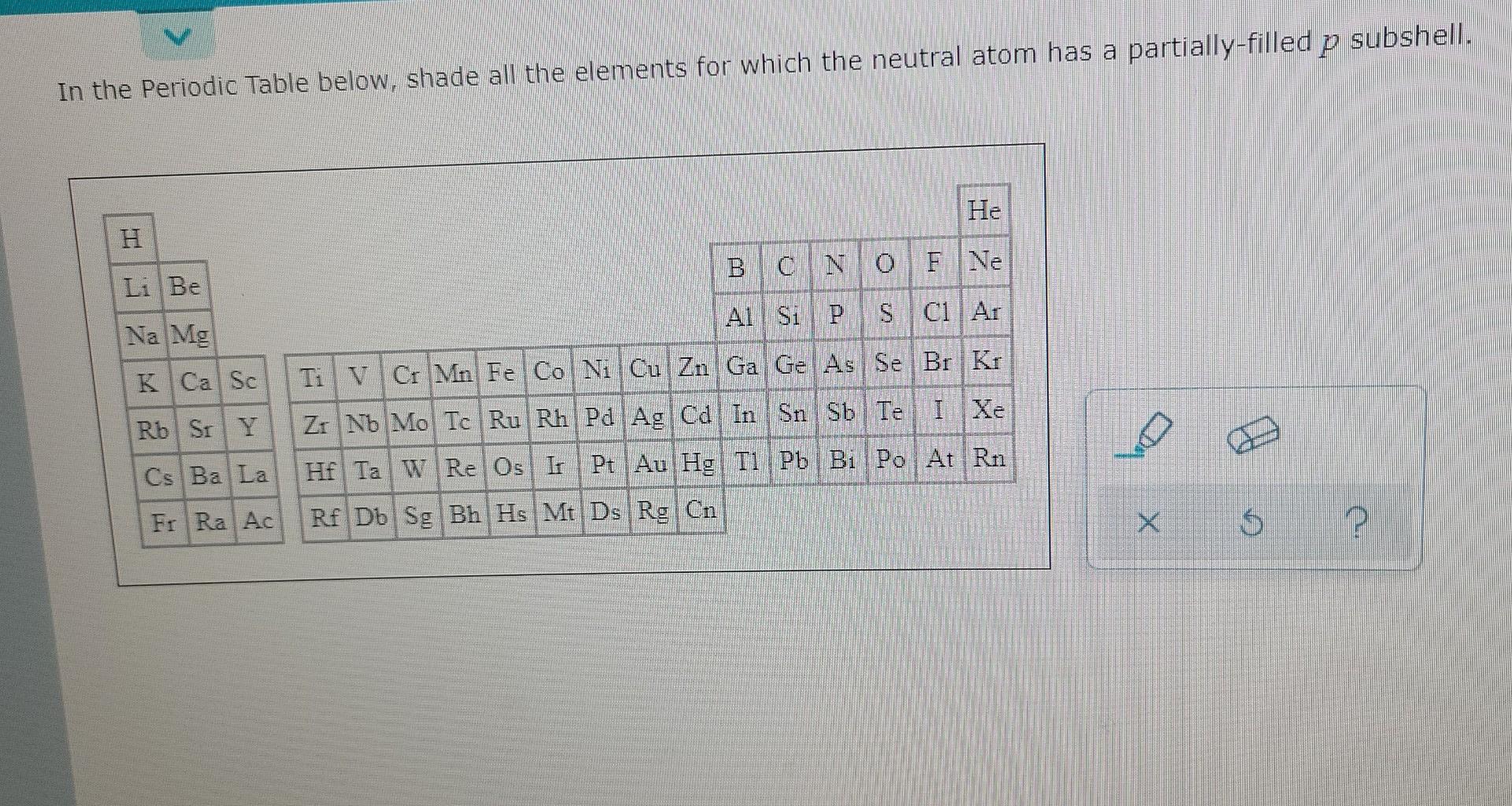 Solved In the Periodic Table below, shade all the elements | Chegg.com