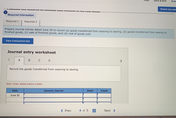 Solved Help Save & Exit Submi Check my work Required | Chegg.com