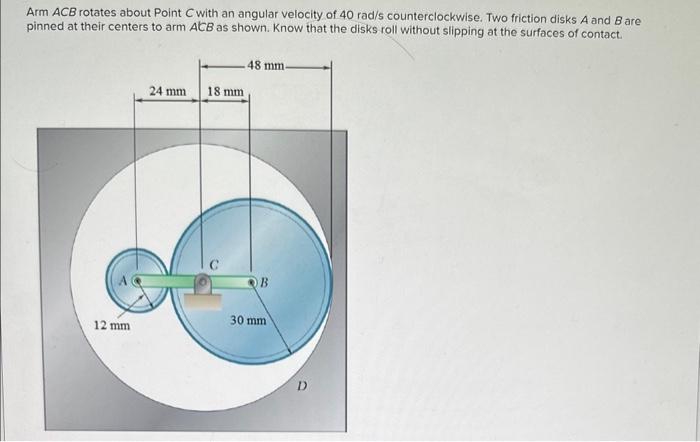 Solved Arm ACB rotates about Point C with an angular | Chegg.com
