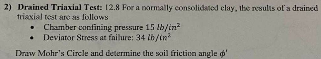 Solved Drained Triaxial Test: 12.8 ﻿For a normally | Chegg.com