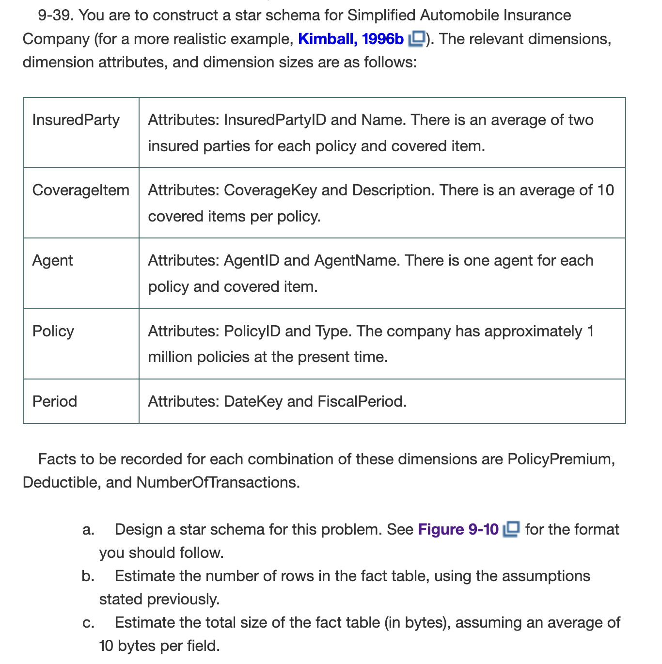 Solved 9-39. ﻿You are to construct a star schema for | Chegg.com