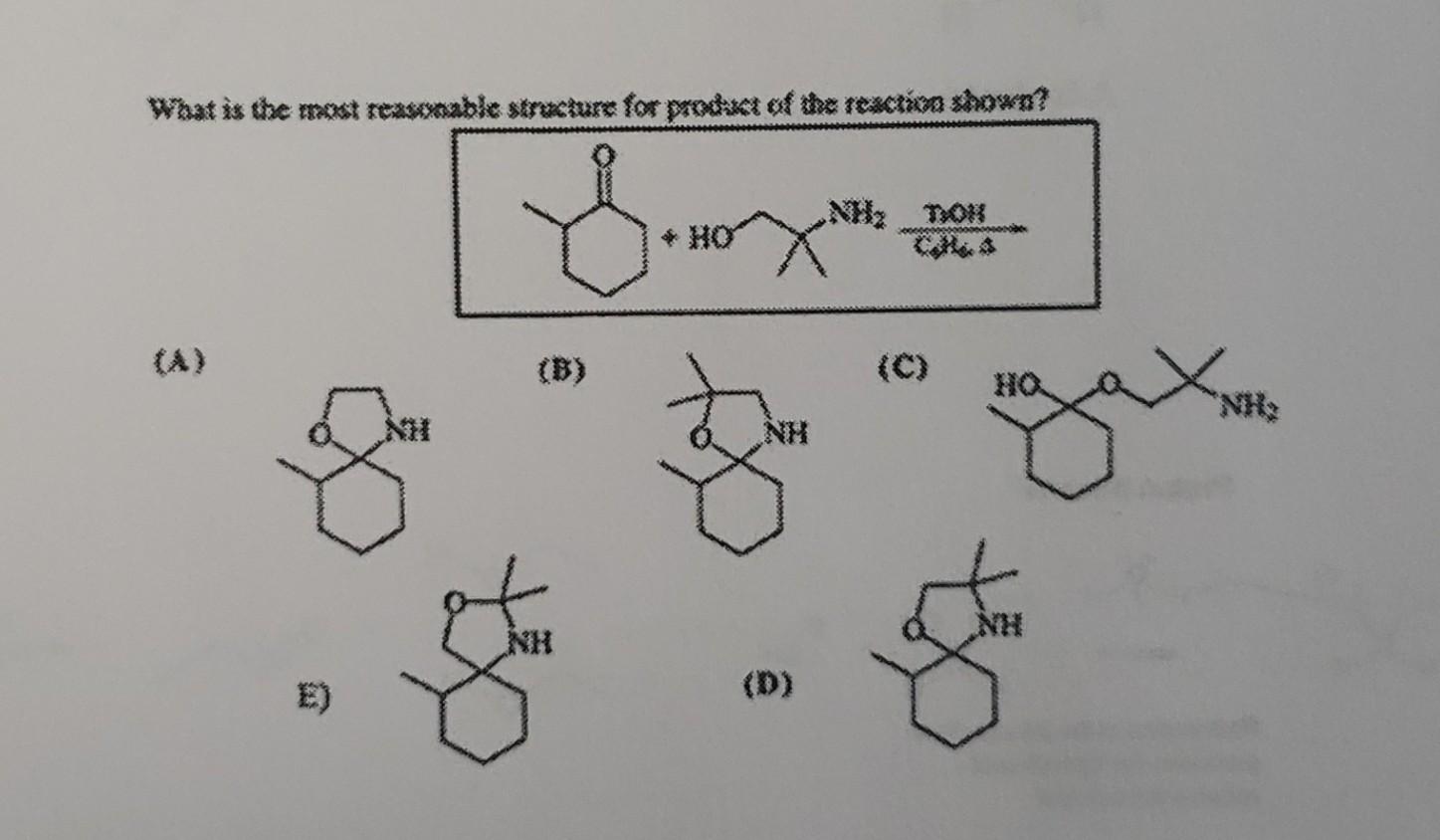 Solved what is the most reasonable structure for the product | Chegg.com