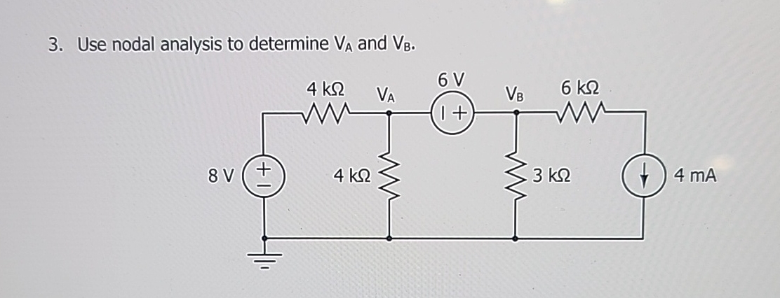 Solved Use nodal analysis to determine VA ﻿and VB. | Chegg.com
