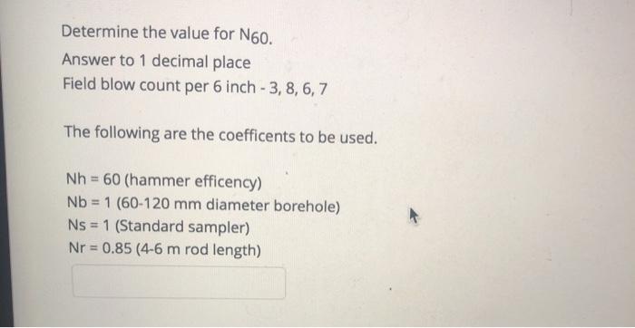 Solved Determine the value for N60. Answer to 1 decimal | Chegg.com