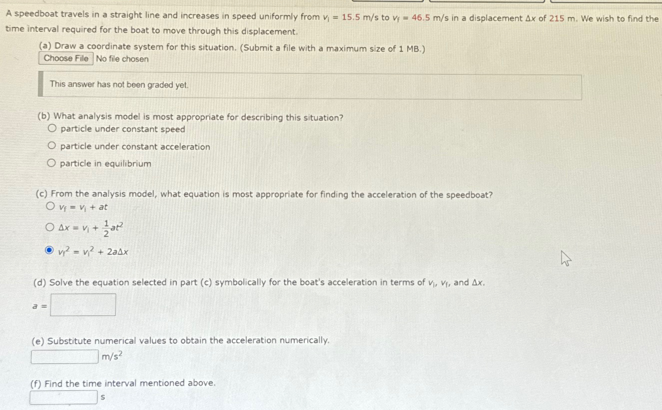 Solved A speedboat travels in a straight line and increases | Chegg.com