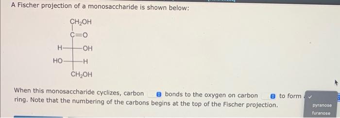 Solved A Fischer projection of a monosaccharide is shown | Chegg.com