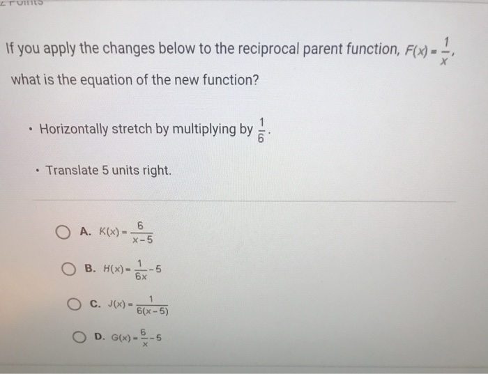 Solved If you apply the changes below to the reciprocal | Chegg.com