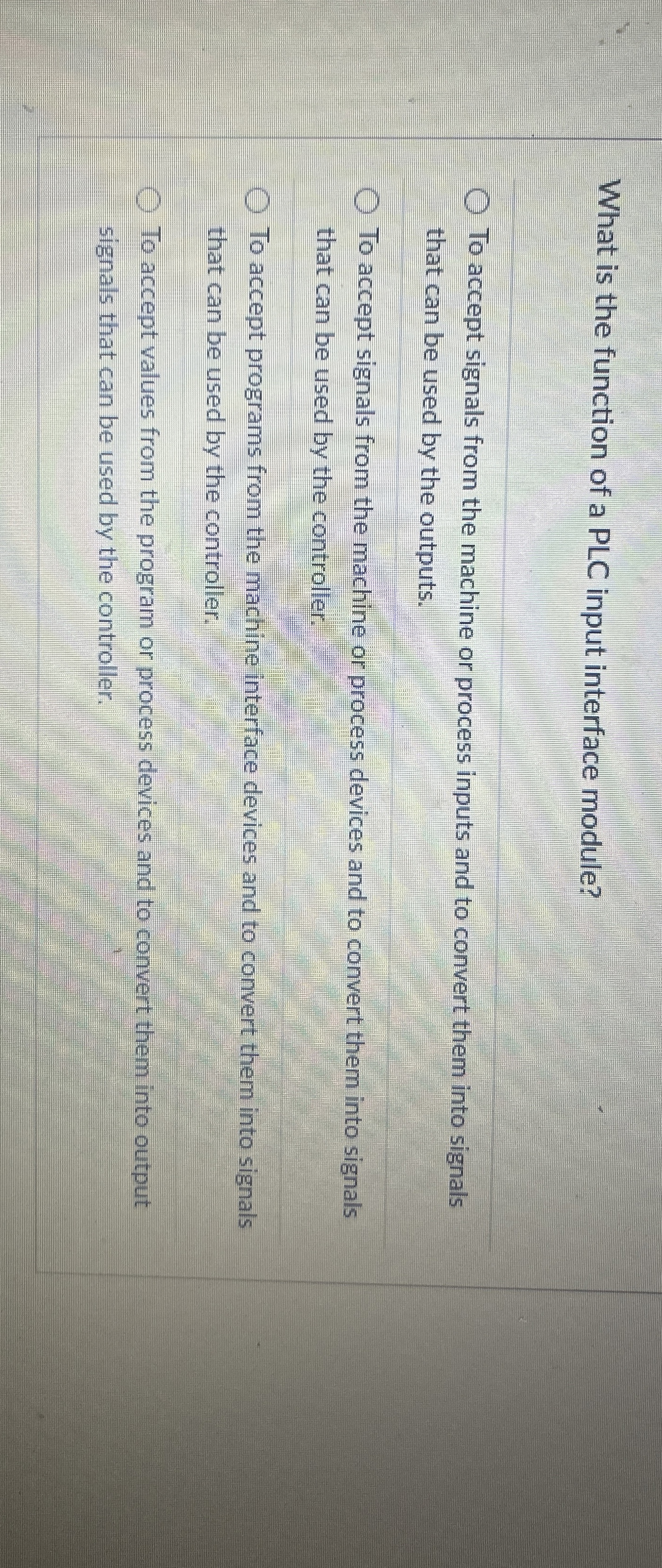 Solved What is the function of a PLC input interface | Chegg.com