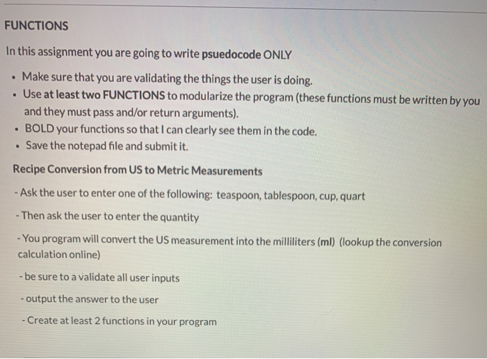 Solved FUNCTIONS In this assignment you are going to write | Chegg.com