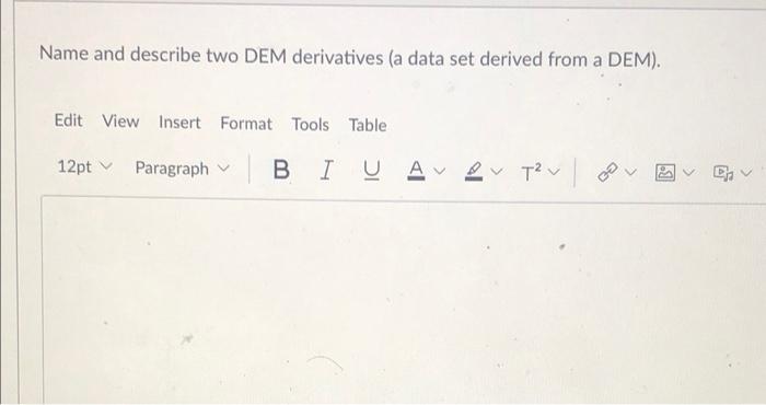 Solved Name and describe two DEM derivatives (a data set | Chegg.com