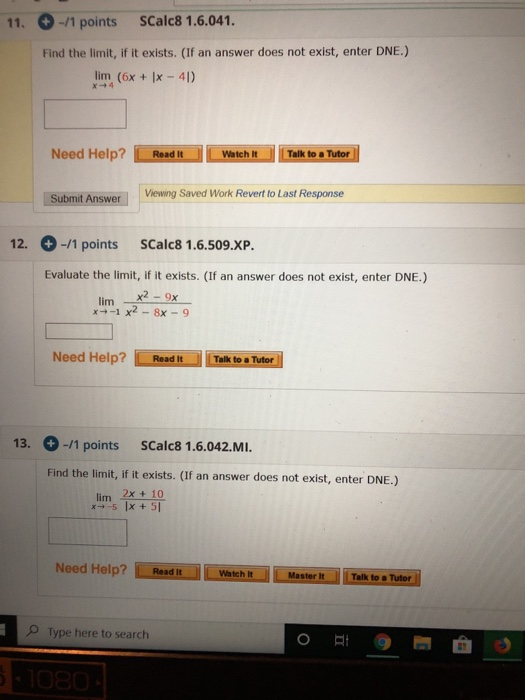 Solved 11. -/1 points Scalc8 1.6.041. Find the limit, if it | Chegg.com Solved 11. -/1 points Scalc8 1.6.041. Find the limit, if it | Chegg.com