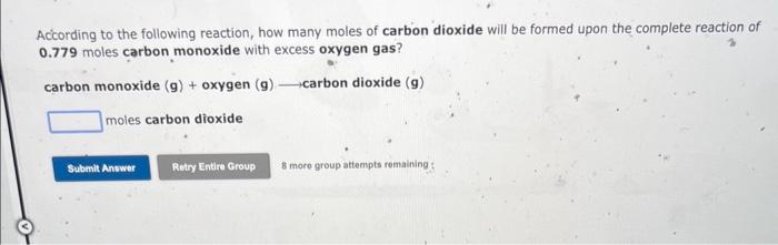 Solved According to the following reaction, how many moles | Chegg.com
