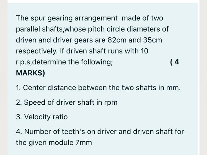 Solved The spur gearing arrangement made of two parallel | Chegg.com