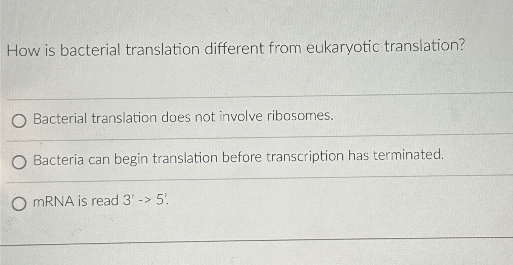 Solved How is bacterial translation different from | Chegg.com