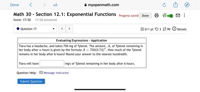 Solved Evaluating and Solving Exponential Functions Nayati, | Chegg.com