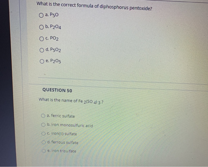 Solved What is the correct formula of diphosphorus | Chegg.com