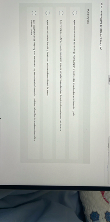 Solved What is the systems development life cycle?Multiple | Chegg.com