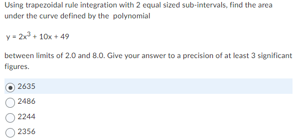 Solved Using trapezoidal rule integration with 2 ﻿equal | Chegg.com
