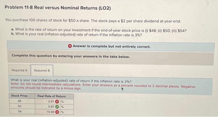 Solved Problem 11-8 Real versus Nominal Returns (LO2) You | Chegg.com