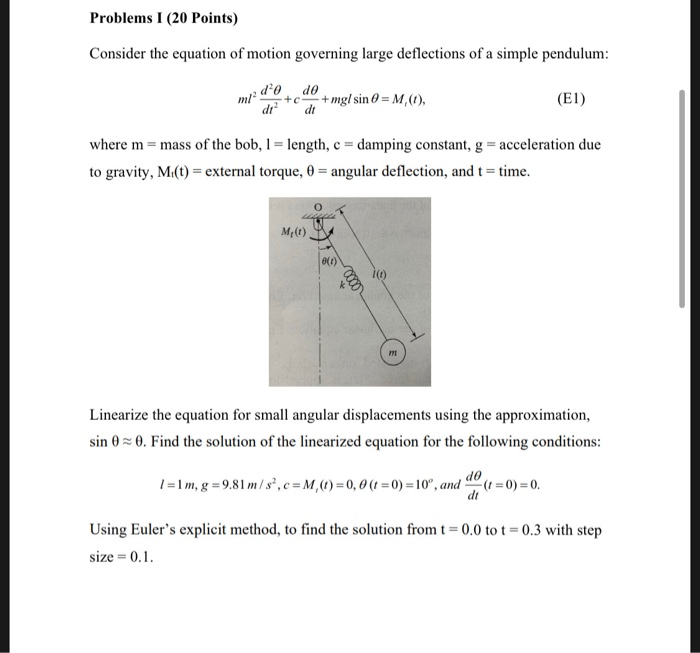 Solved Problems I (20 Points) Consider the equation of | Chegg.com