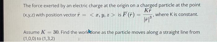 Solved The force exerted by an electric charge at the origin | Chegg.com