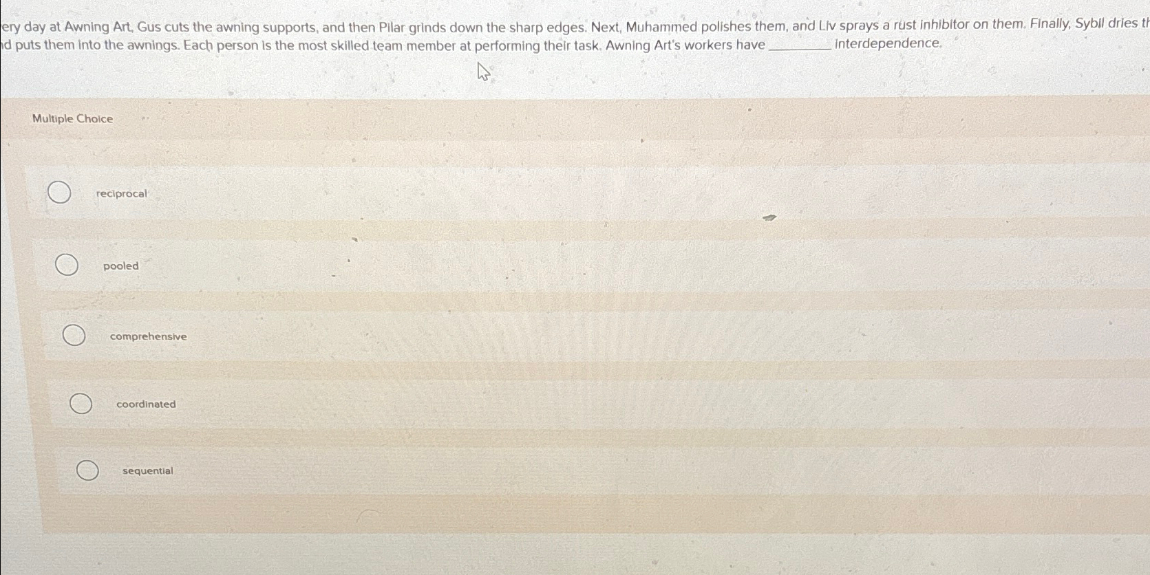 Solved ery day at Awning Art, Gus cuts the awning supports, | Chegg.com