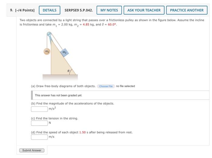 Solved Two objects are connected by a light string that | Chegg.com