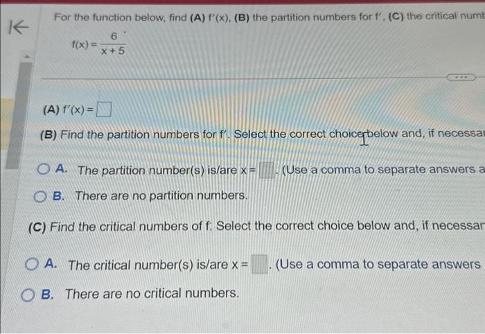 Solved K For the function below, find (A) f'(x), (B) the | Chegg.com