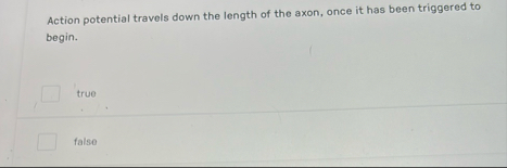 Solved Action potential travels down the length of the axon, | Chegg.com