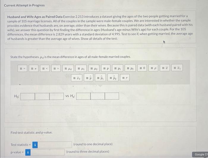 Solved Husband and Wife Ages as Paired Data Exercise 2.213 | Chegg.com