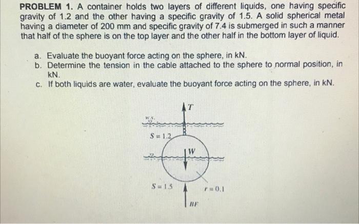 Solved PROBLEM 1. A container holds two layers of different | Chegg.com