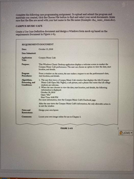 Solved Complete The Following Case Programming Assignment