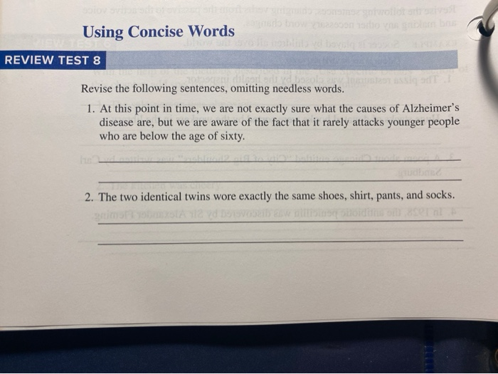 Solved Using Concise Words REVIEW TEST 8 Revise the | Chegg.com
