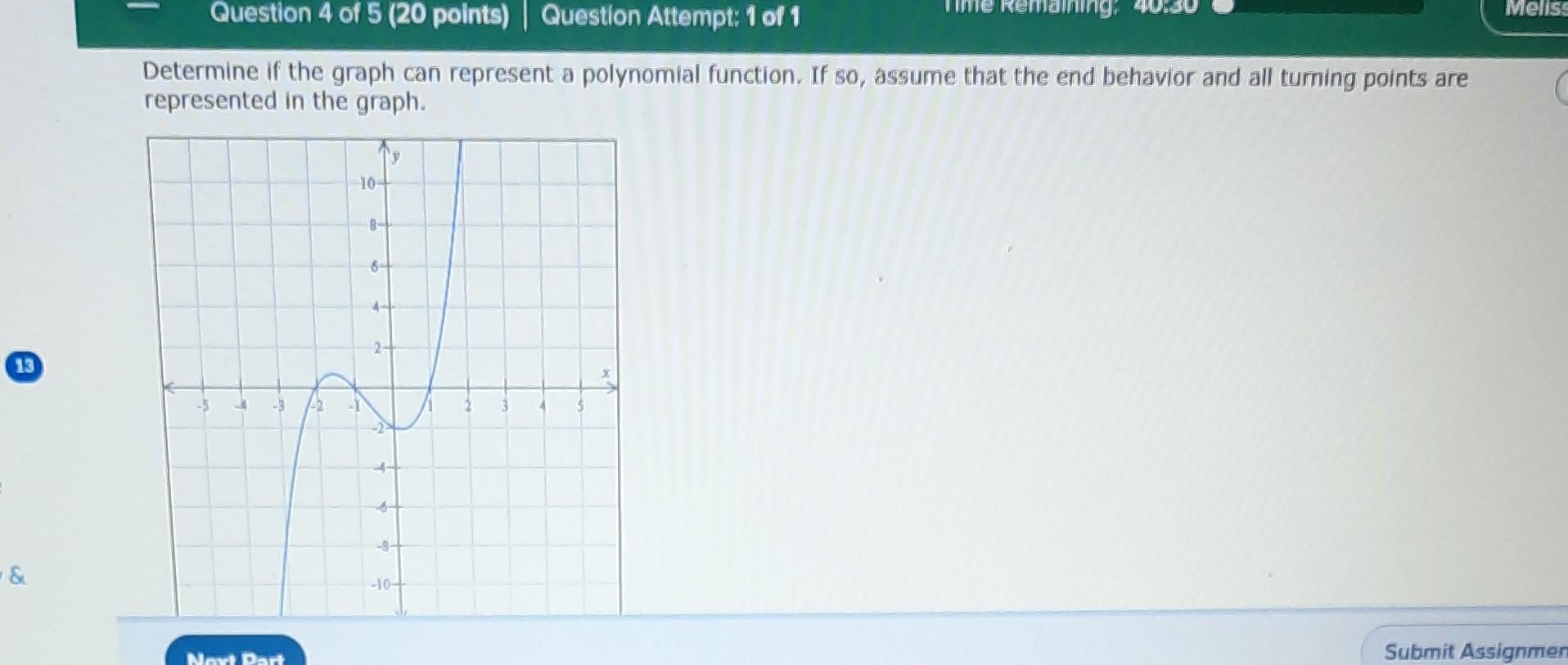 Solved Determine if the graph can represent a polynomial | Chegg.com