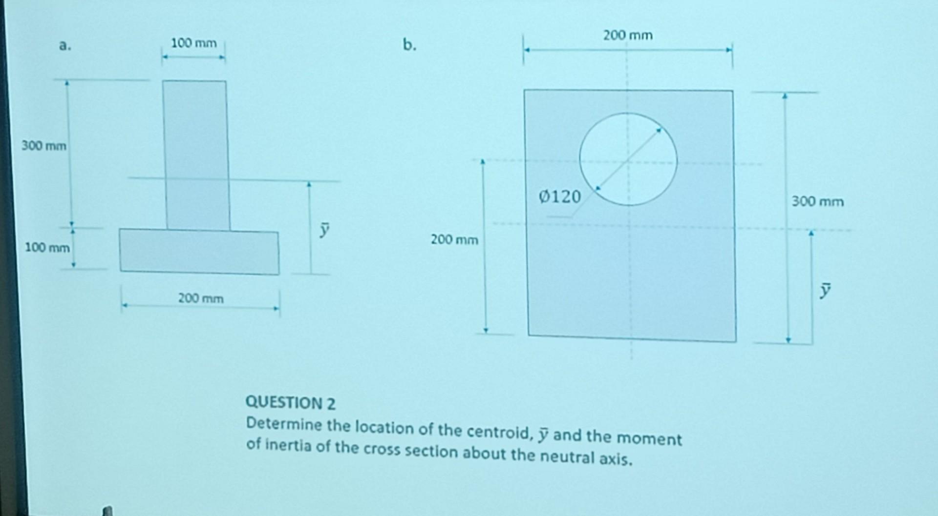 Solved QUESTION 2 Determine the location of the centroid, yˉ | Chegg.com