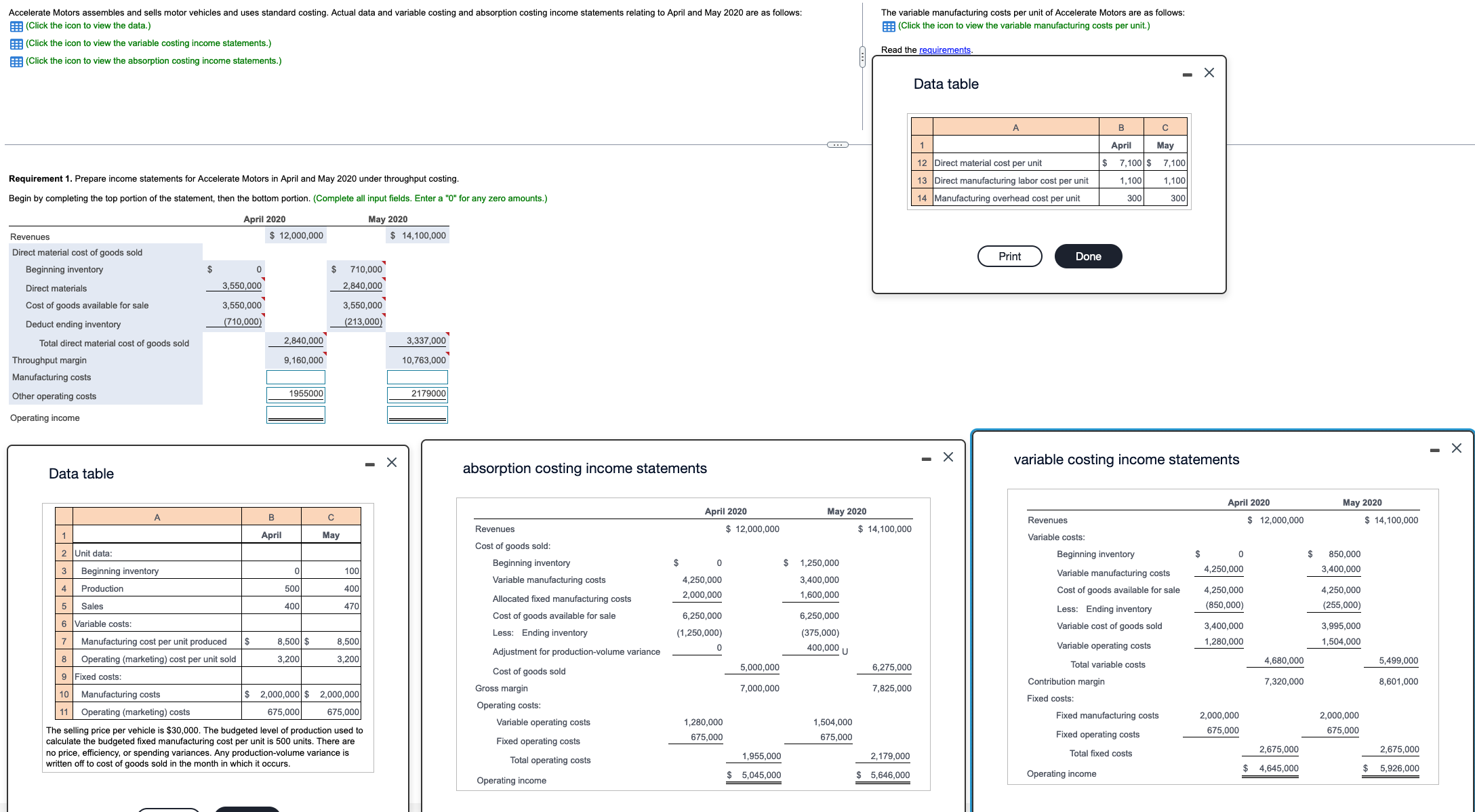 Solved 1. ﻿Prepare income statements for Accelerate Motors | Chegg.com