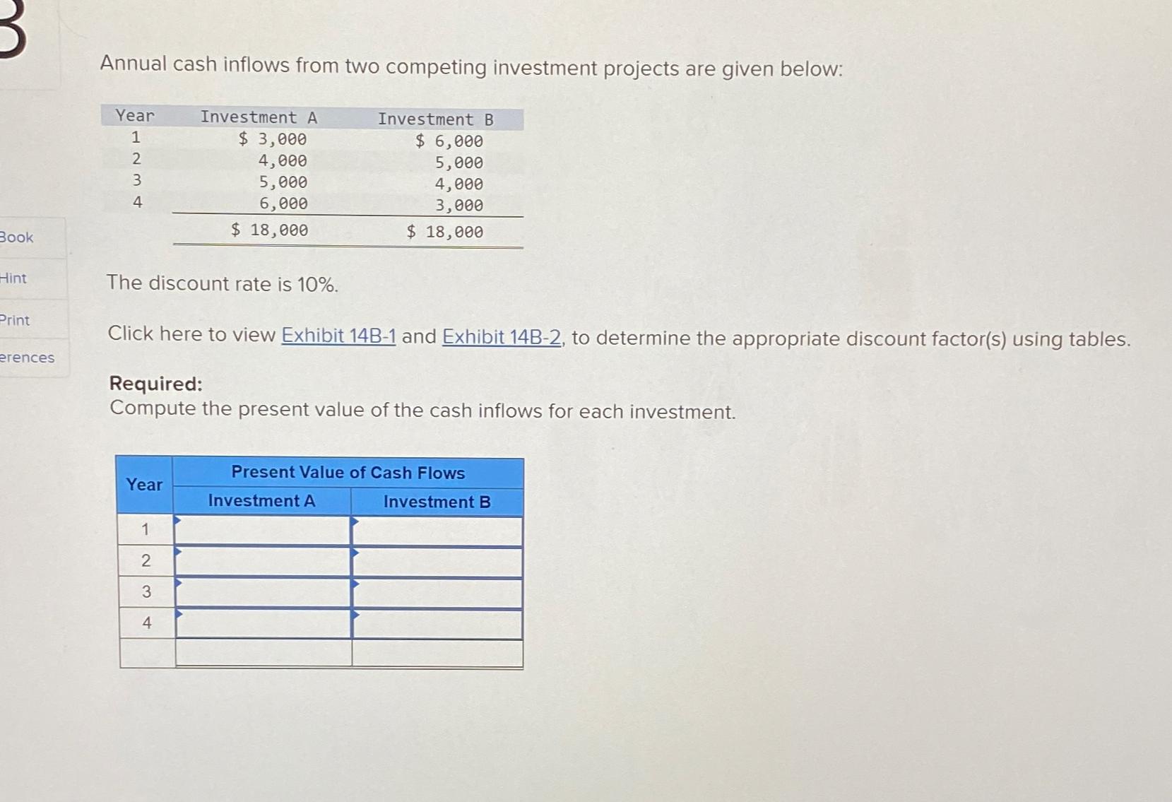 Solved Annual cash inflows from two competing investment | Chegg.com