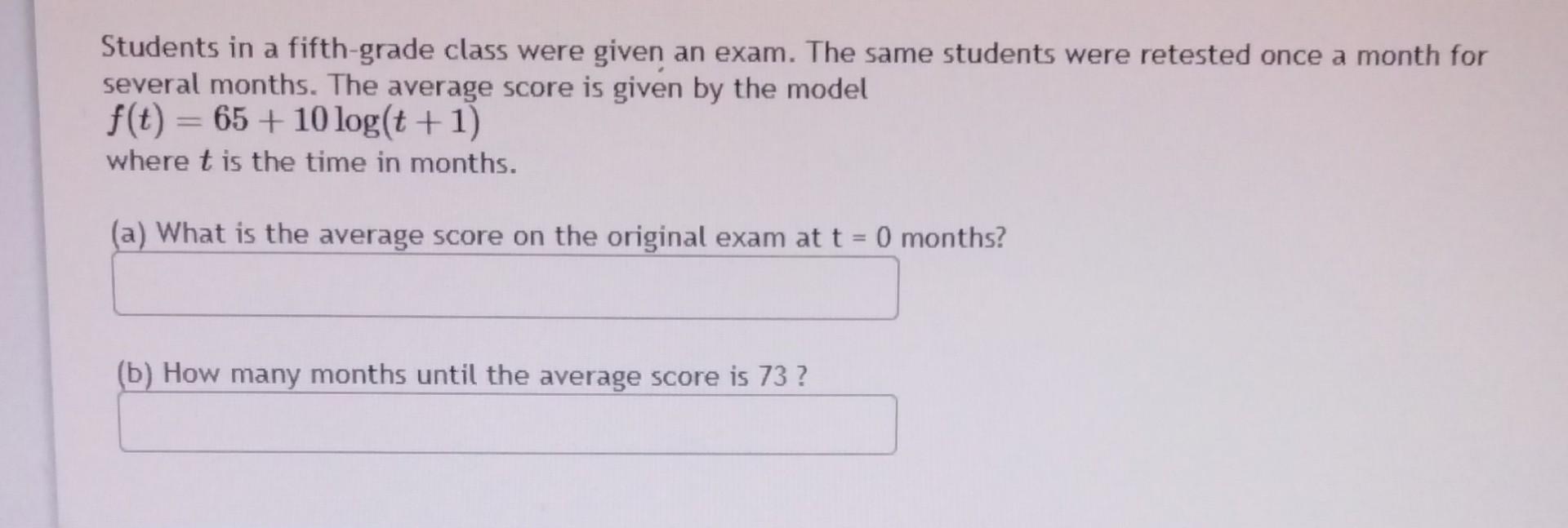 Solved Students in a fifth-grade class were given an exam. | Chegg.com