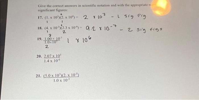 Give the correct answers in scientific notation and | Chegg.com