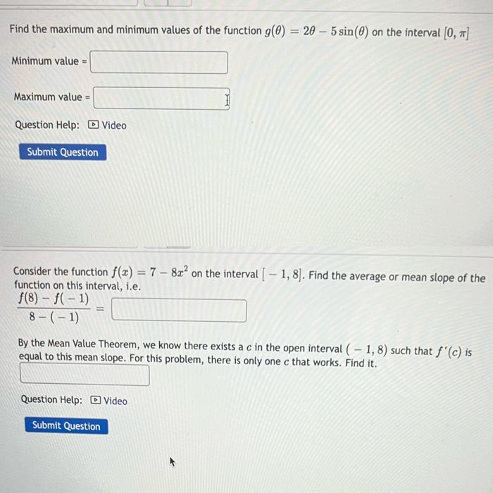 Solved Find the maximum and minimum values of the function | Chegg.com