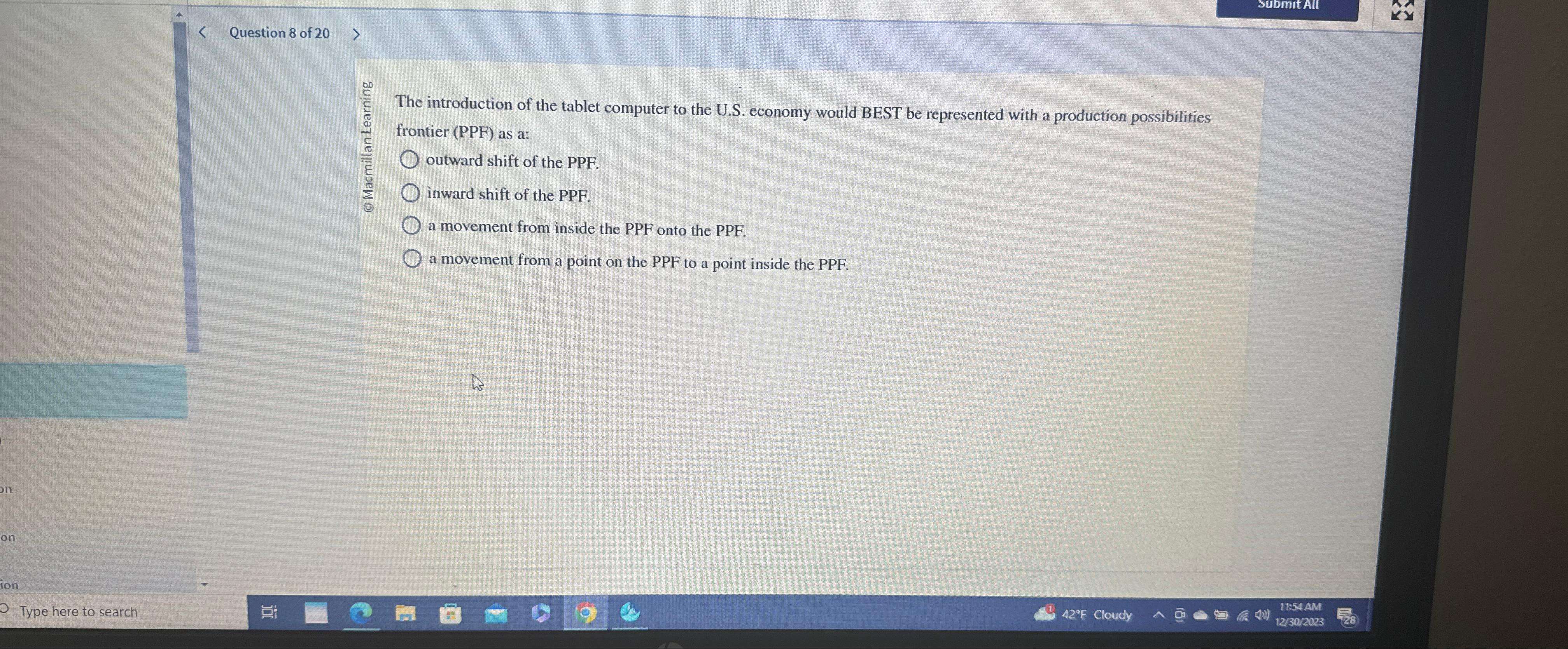 Solved Question 8 ﻿of 20The introduction of the tablet | Chegg.com