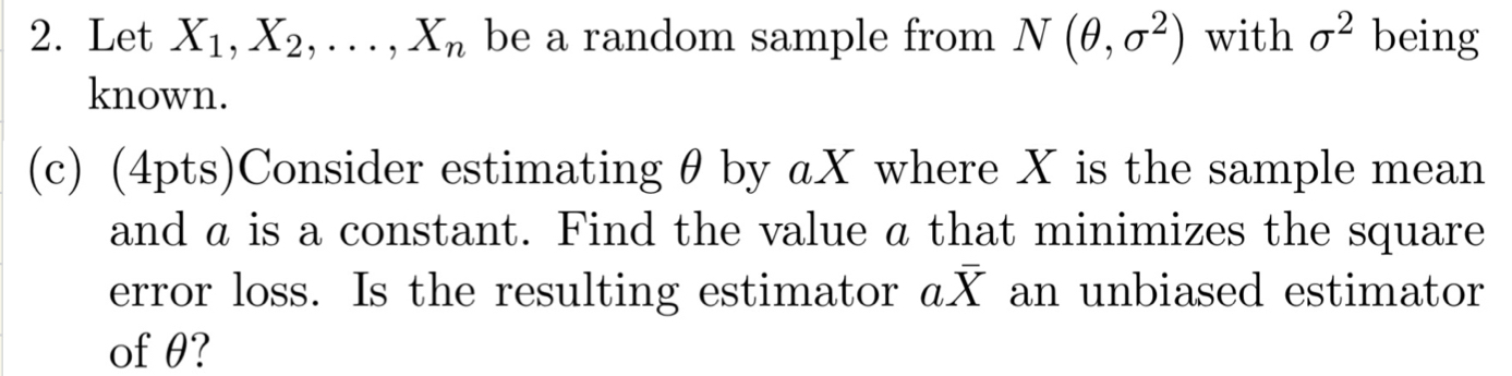 Solved Let x1,x2,dots,xn ﻿be a random sample from N(θ,σ2) | Chegg.com