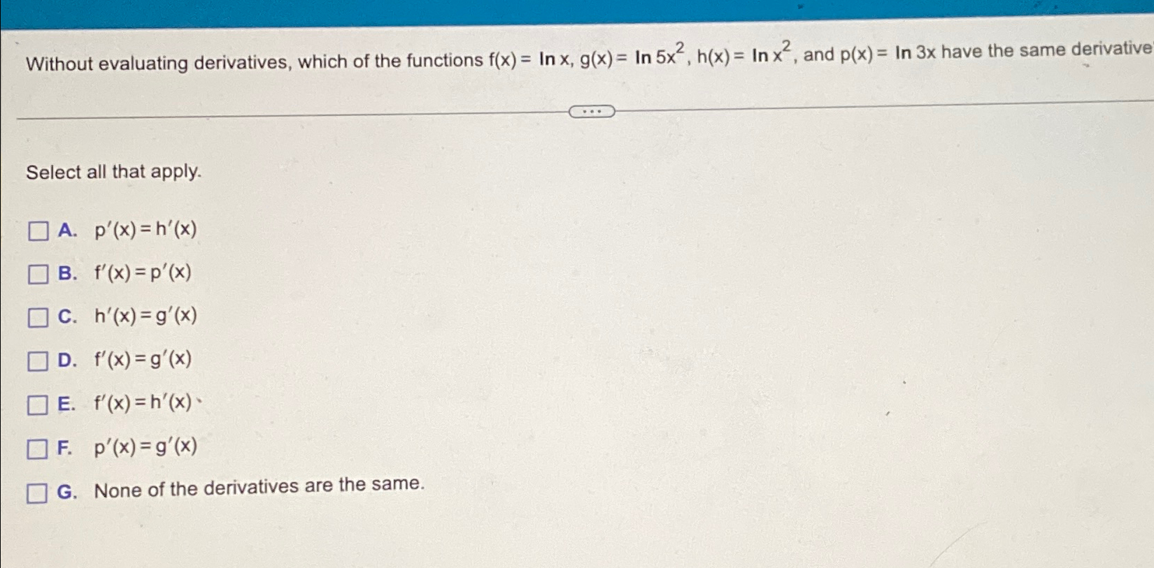 Without evaluating derivatives, which of the | Chegg.com