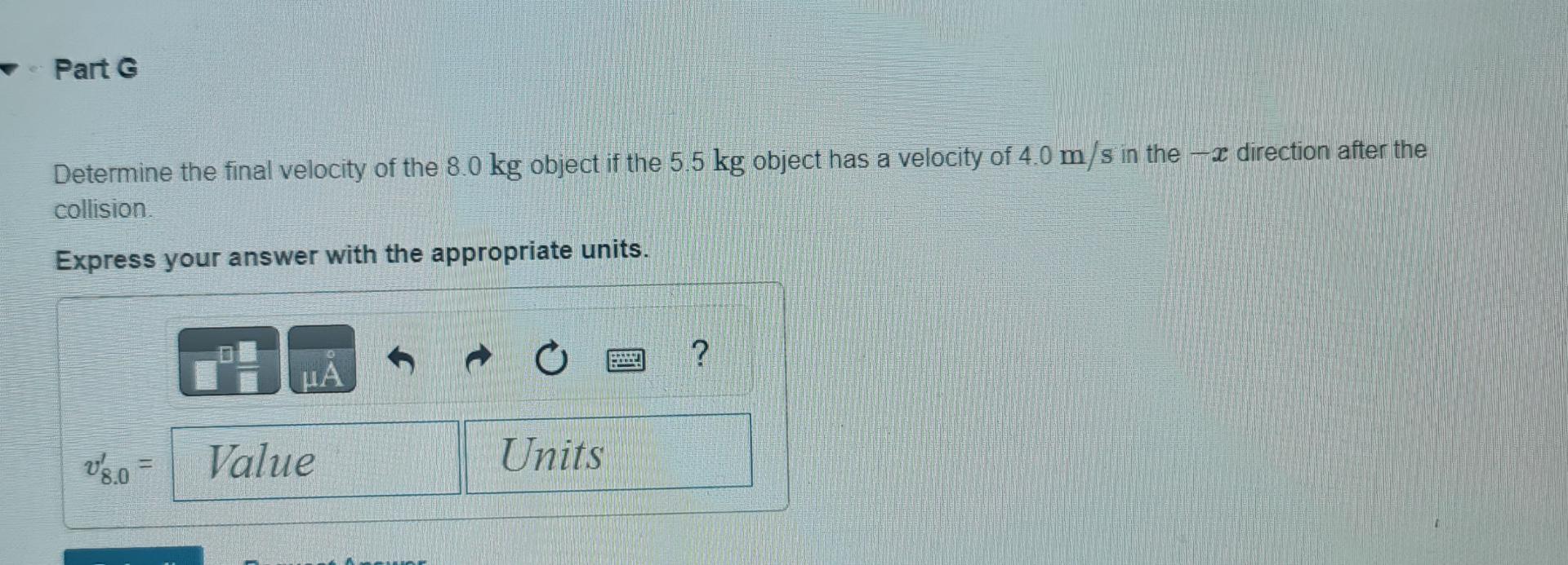 Solved A 5.5kg ﻿object moving in the +x ﻿direction at 8.0ms | Chegg.com