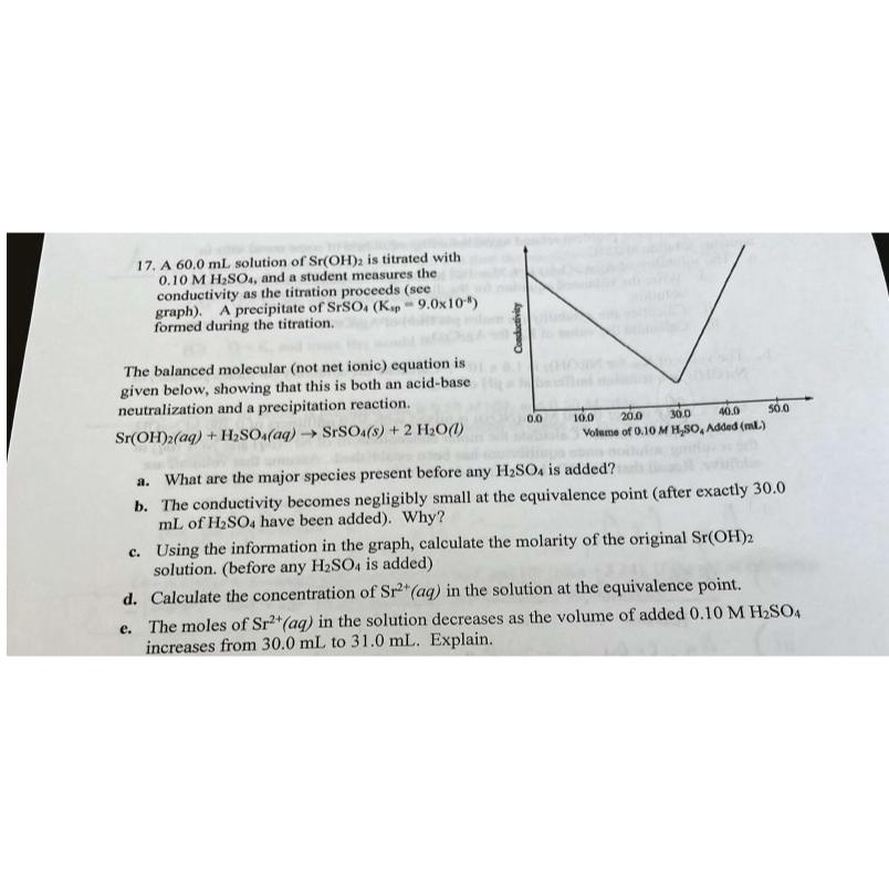 Solved A 60.0mL ﻿solution of Sr(OH)2 ﻿is titrated with | Chegg.com