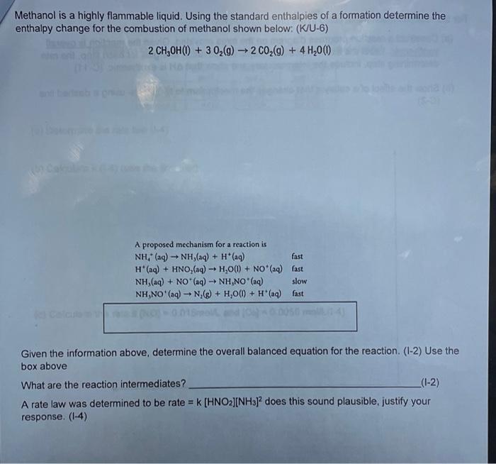 Solved Methanol is a highly flammable liquid. Using the | Chegg.com