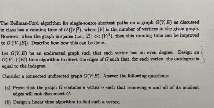 Solved The Bellman-Ford algorithm for single-source shortest | Chegg.com