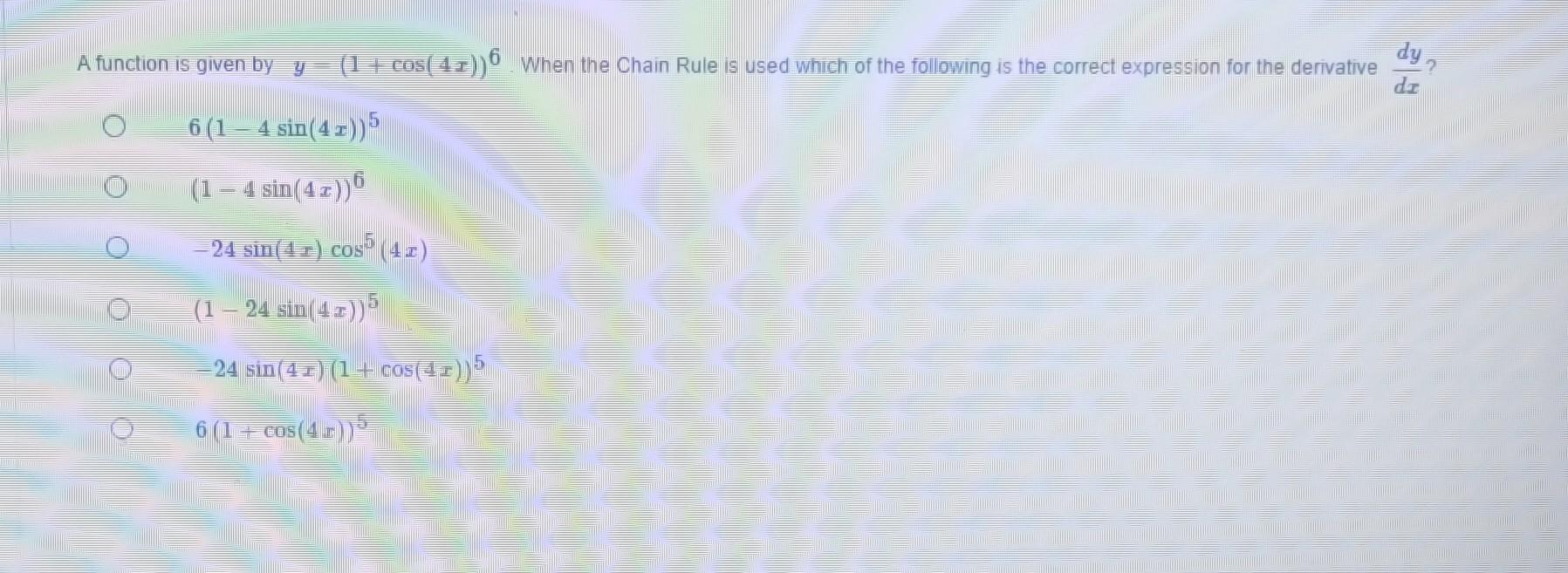 Solved is given by y=(1+cos(4x))6. When the Chain Rule is | Chegg.com