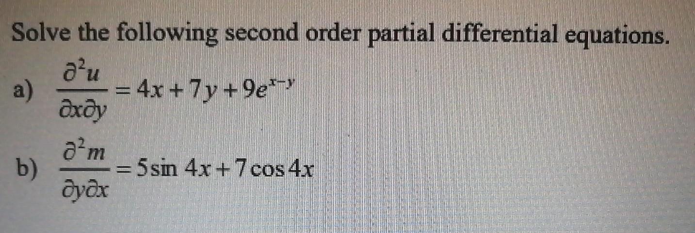 Solved Solve the following second order partial differential | Chegg.com